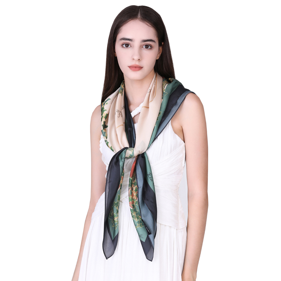 Custom silk scarf company logo photo digital printed silk bandana scarf ...