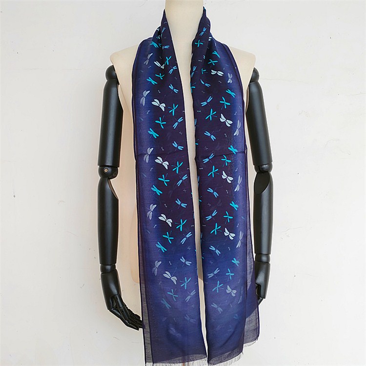 Silk scarf manufacturer digital printed custom woven modal silk scarf