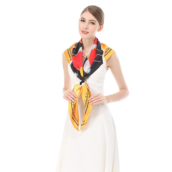 Custom logo made silk head neck scarves wholesale