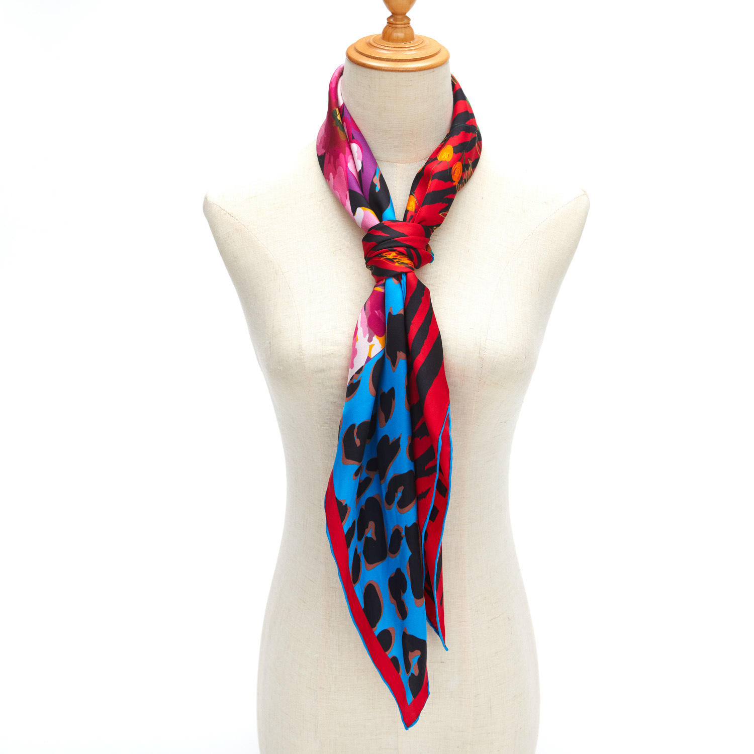 custom design digital print silk neck head scarf with logo
