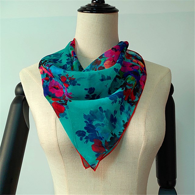 Custom photo made digital print silk hair scarf with logo