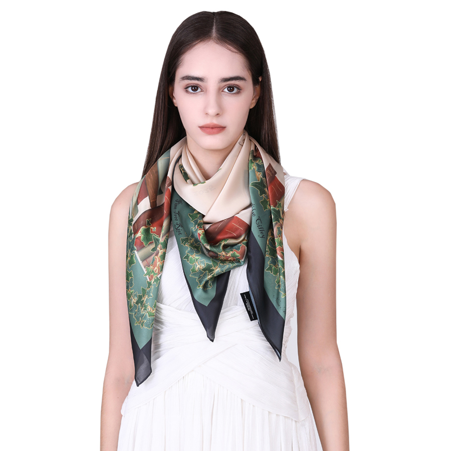 Custom silk scarf company logo photo digital printed silk bandana scarf ...